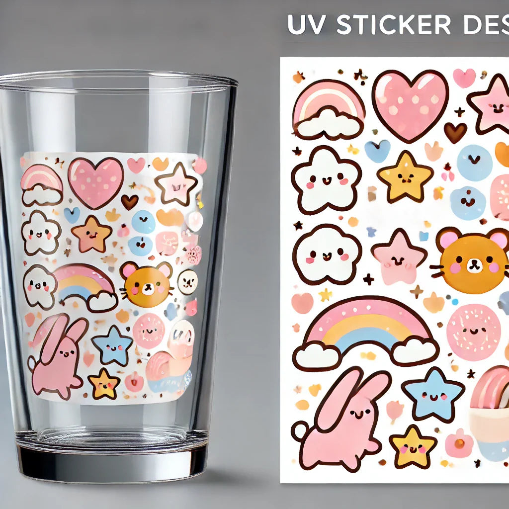 UV Stickers for Glass Cup | 3D Embossed Custom Cup Transfers